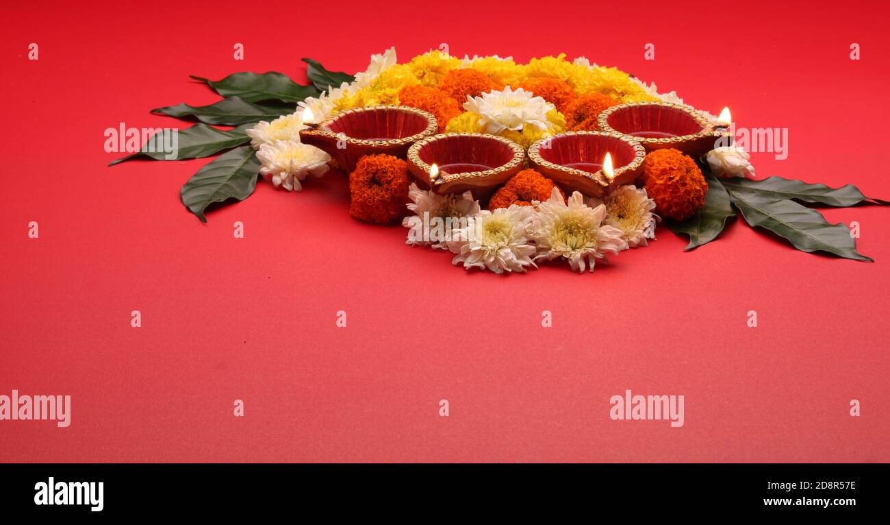 Flower Rangoli for Diwali or Pongal Festival made using Marigold or ...