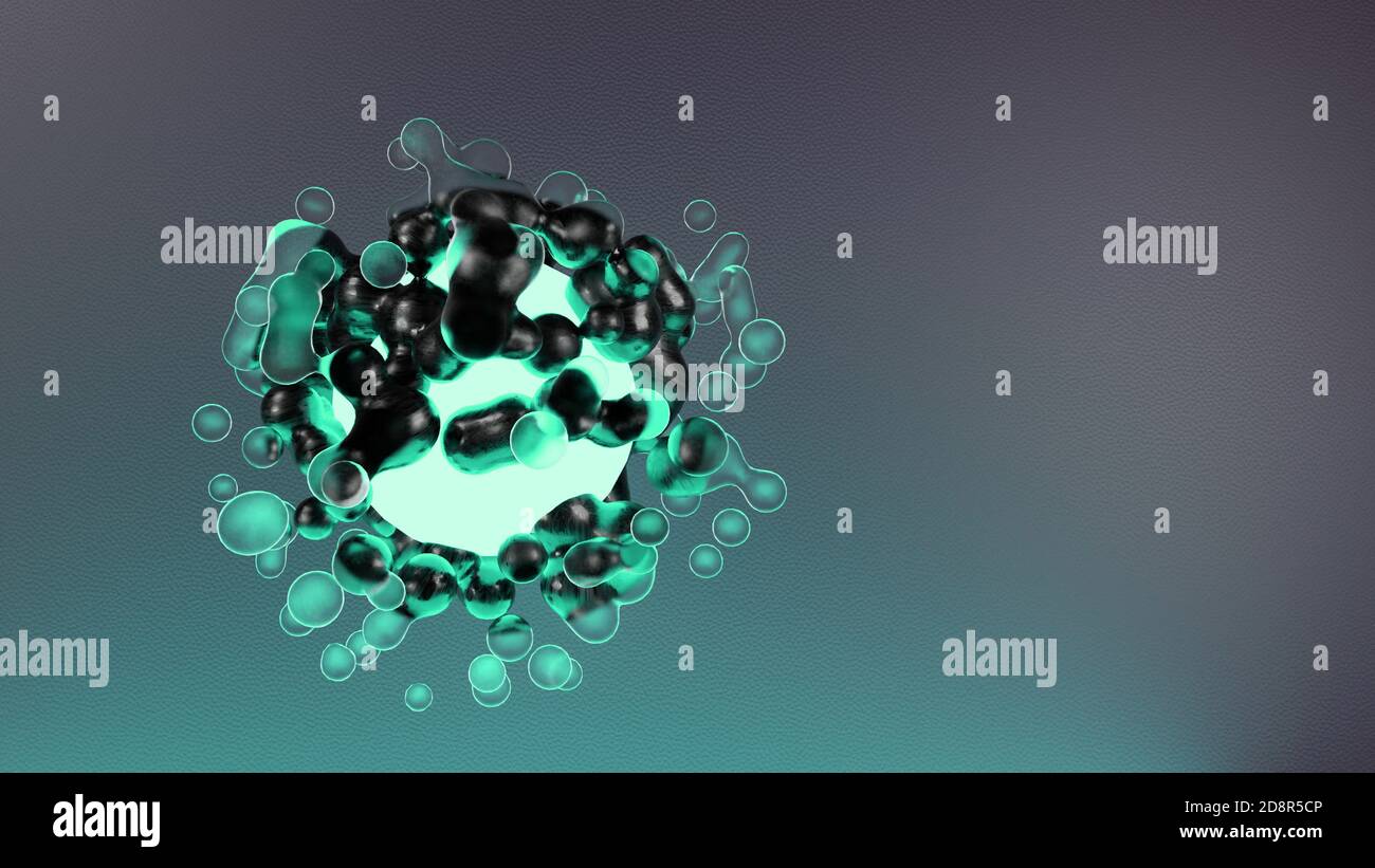 3d morphing gelatinous green blob against gray background, 3d ...