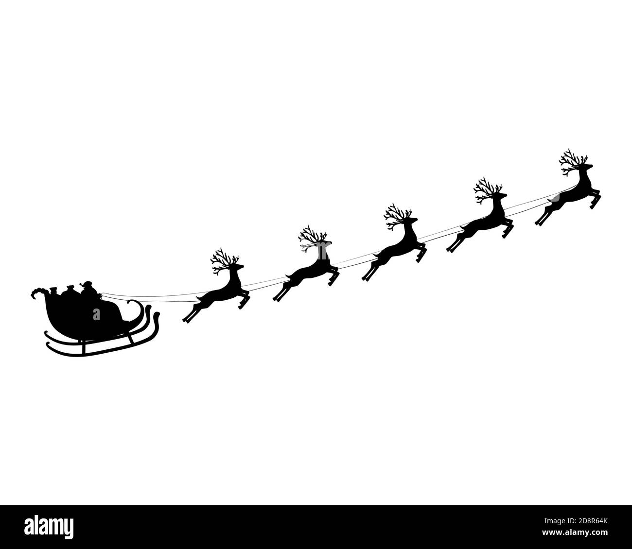 Santa Claus And Reindeer Clipart Black And White