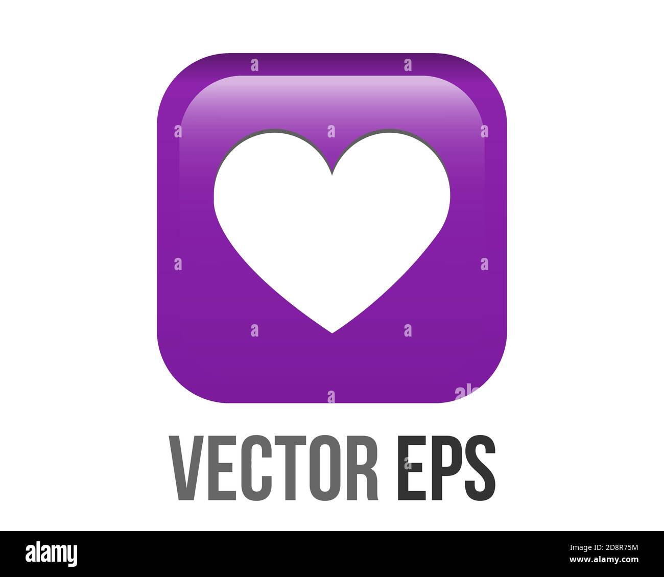The isolated vector white heart icon gradient purple round corner ...