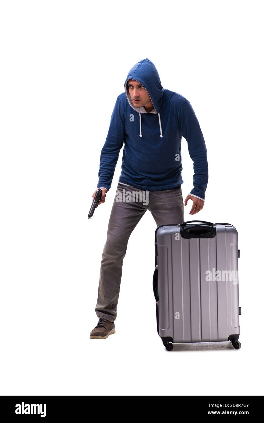 Young male bandit isolated on white background Stock Photo - Alamy