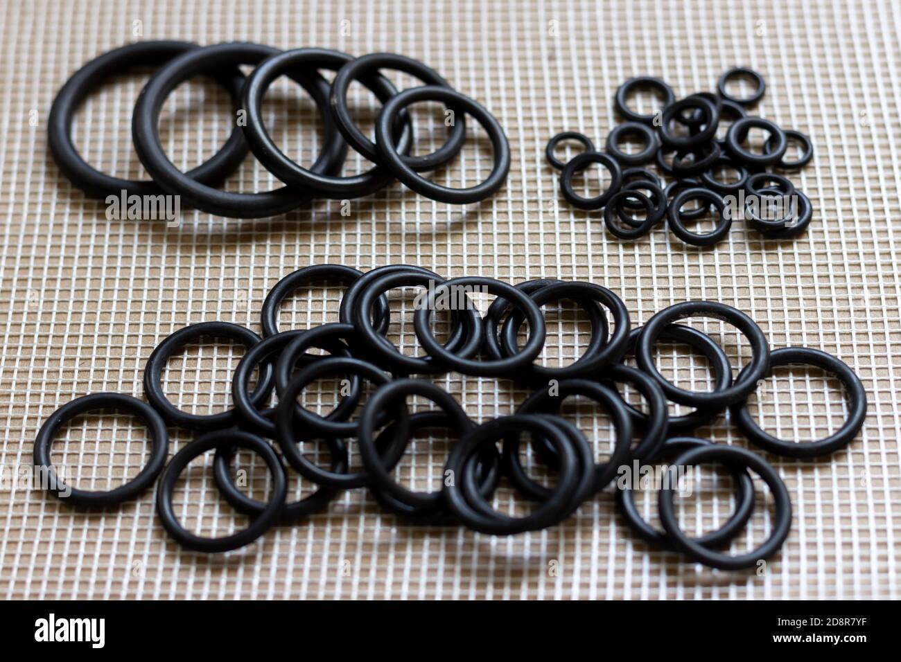 A set of sealing rubber rings of different sizes, designed to seal ...