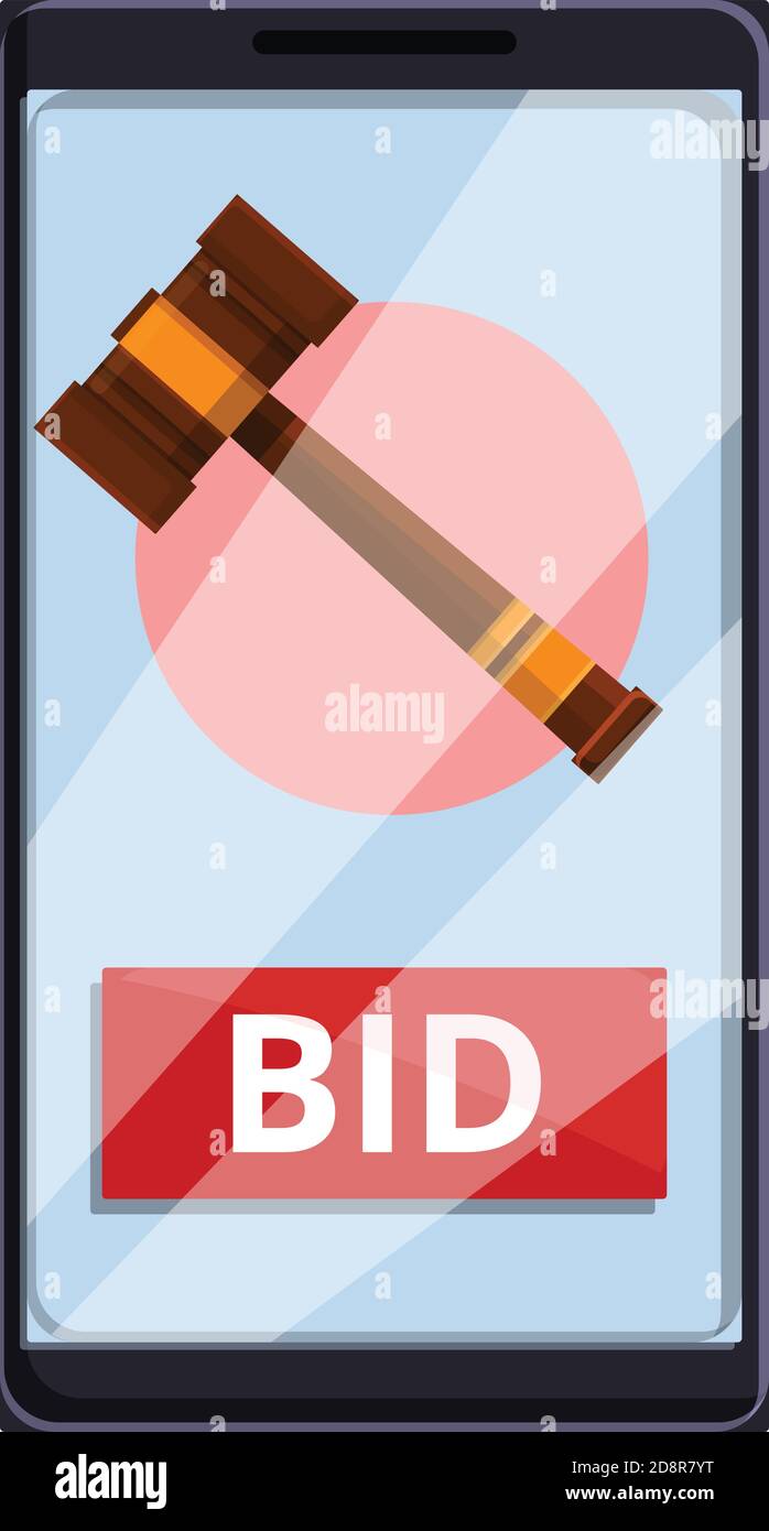 Smartphone auction bid icon. Cartoon of smartphone auction bid vector ...