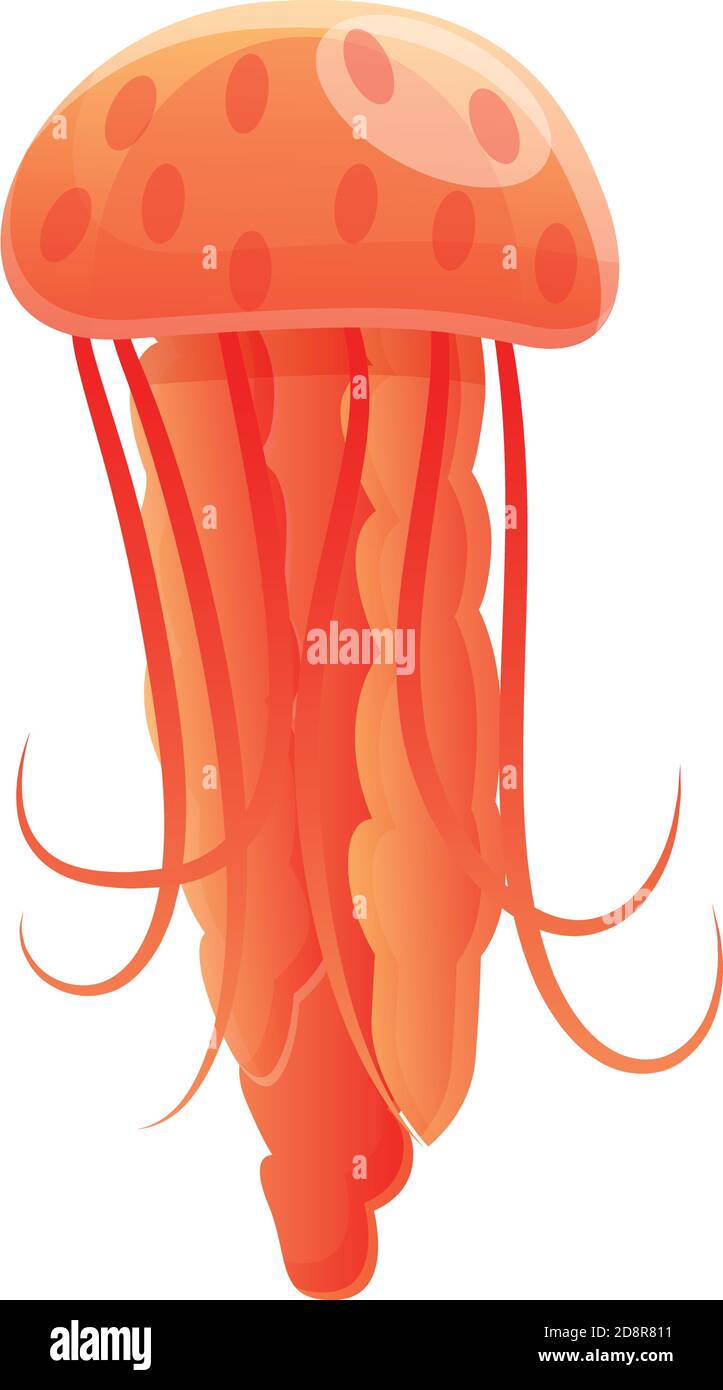 Red jellyfish icon. Cartoon of red jellyfish vector icon for web design ...