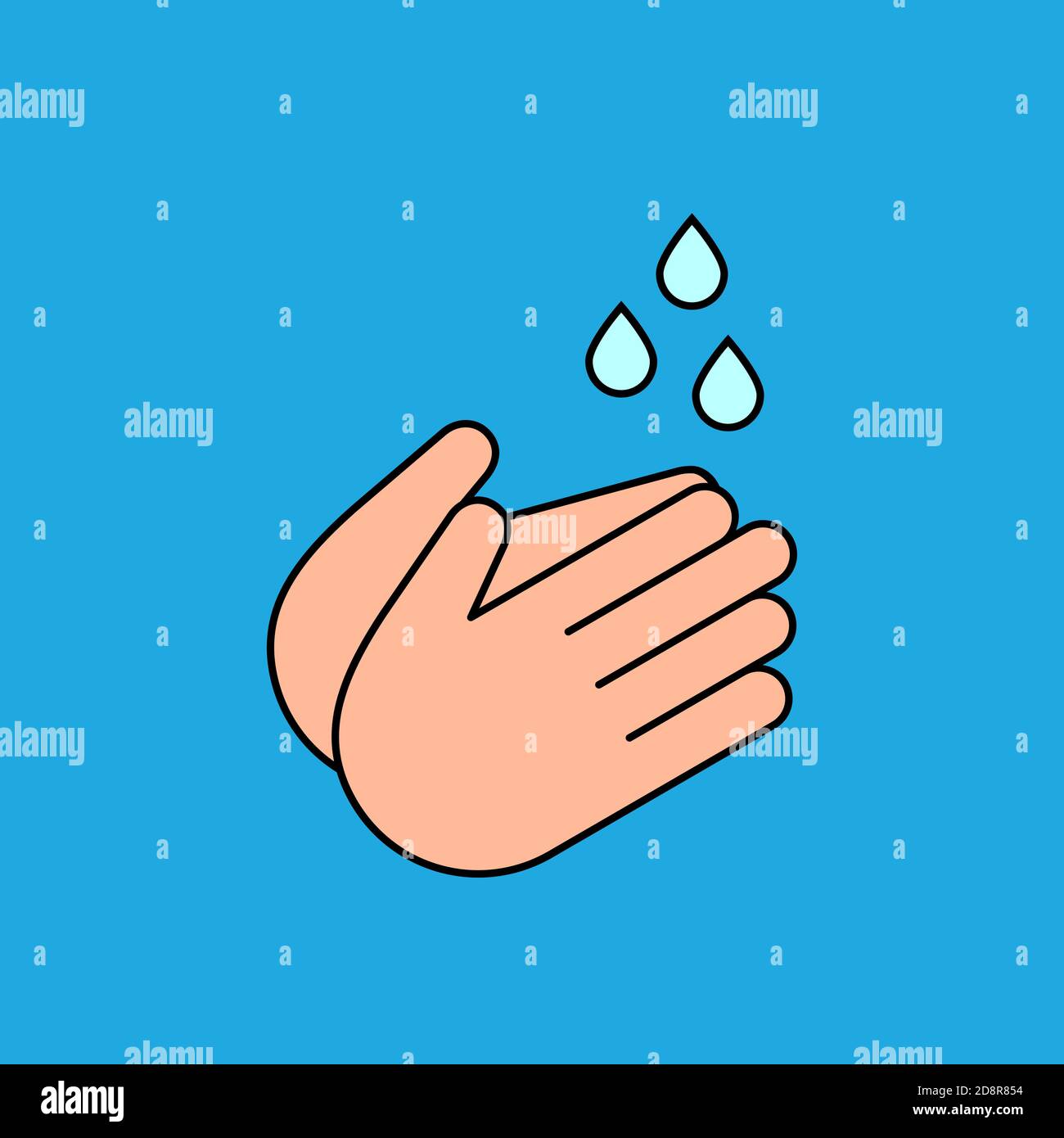 Wash your hands sign. Washing hands color icon. Human palms and drops ...