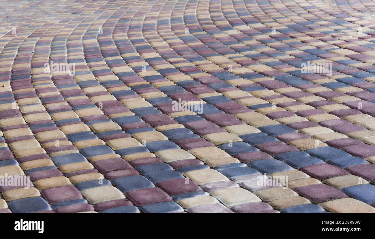Multicolored Sidewalk Tile Texture. Laying, footpath. Pavement lined ...