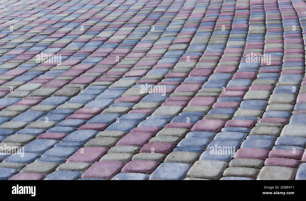 Multicolored Sidewalk Tile Texture. Laying, footpath. Pavement lined ...