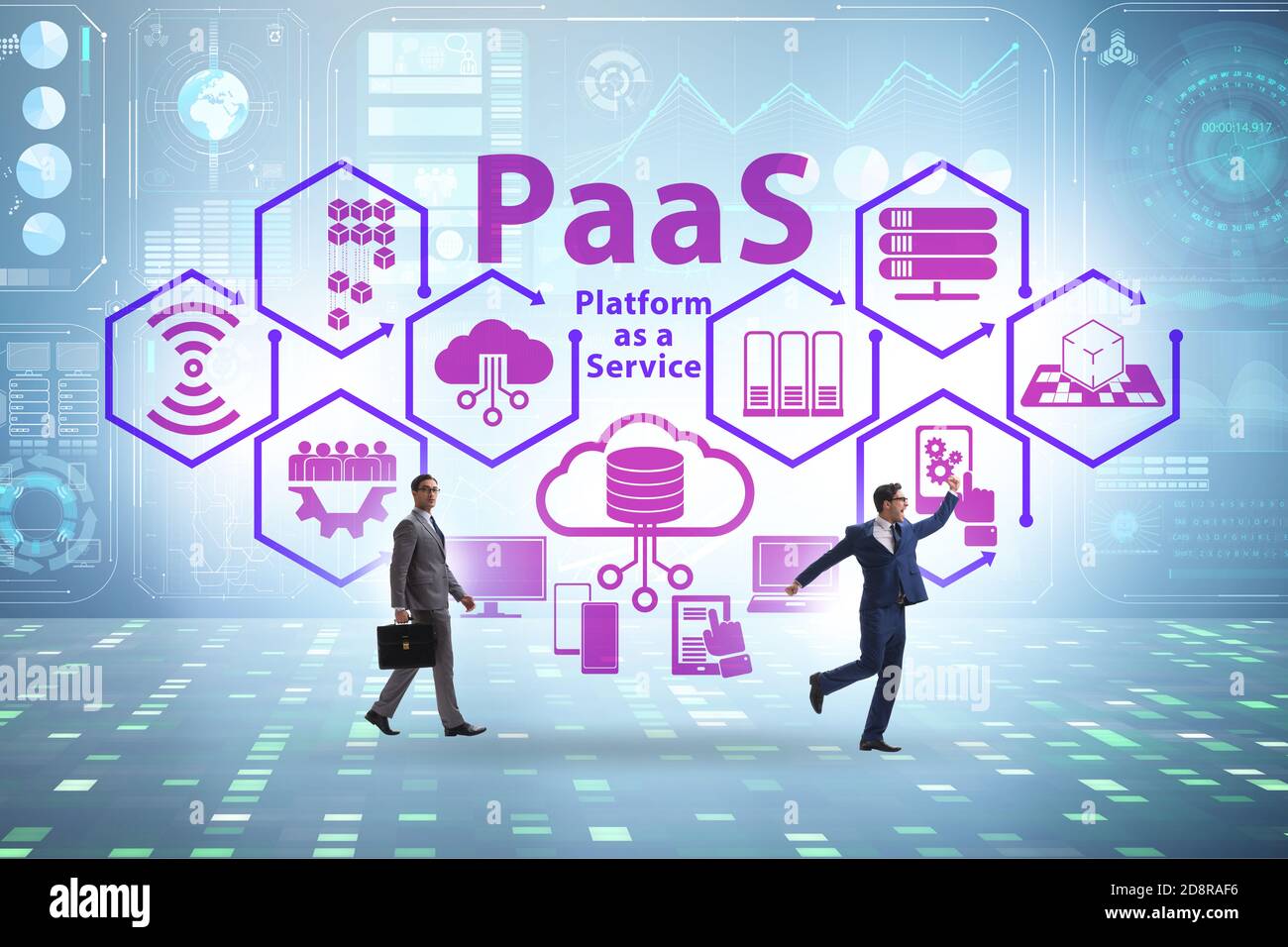 Platform as a service concept with the businessman Stock Photo - Alamy