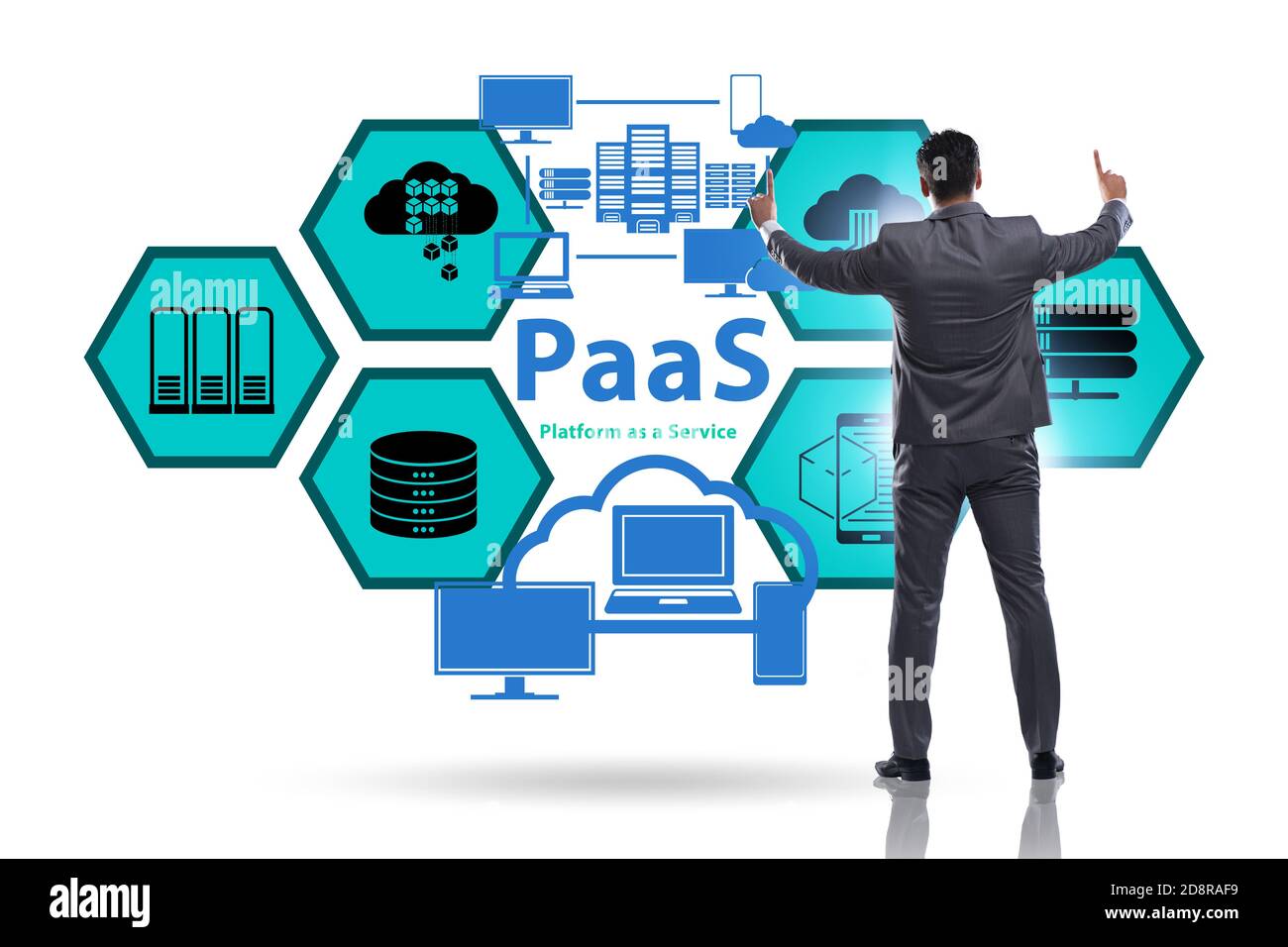 Platform as a service concept with the businessman Stock Photo - Alamy