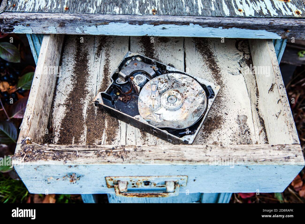 Broken Hard Disk Drive in the Old Wardrobe and Dirty Furniture Stock ...