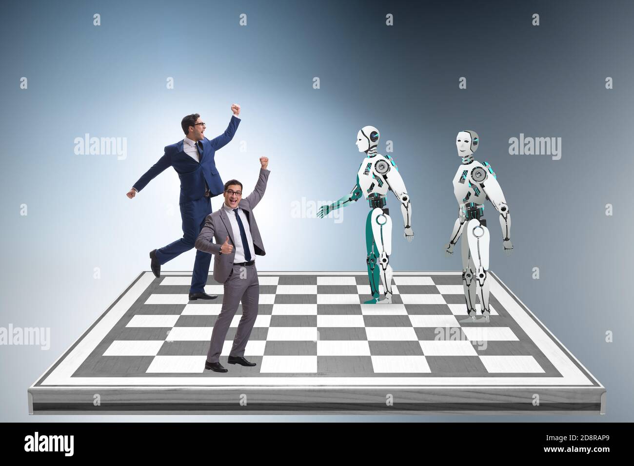 Concept of rivalry between robots and the humans Stock Photo - Alamy