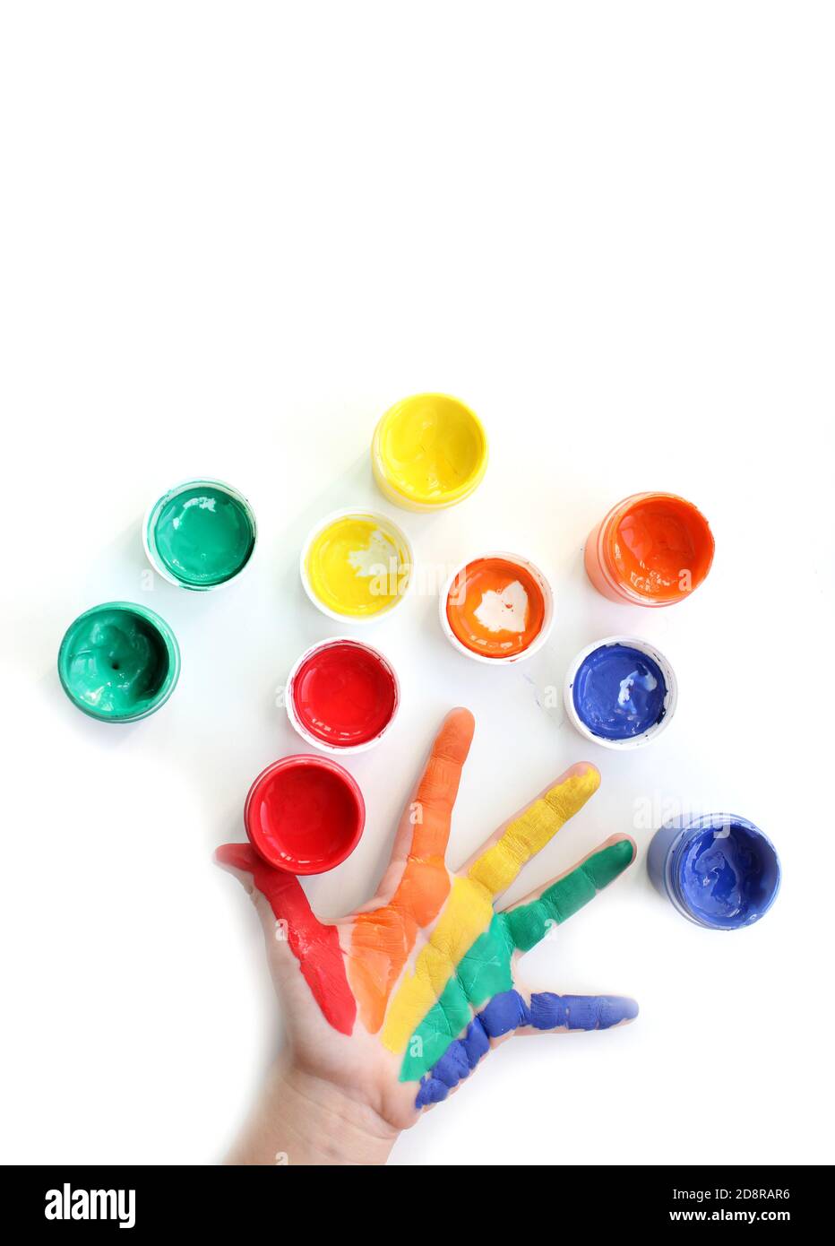 Rainbow painted hand shape isolated on white. Hand painted rainbow ...