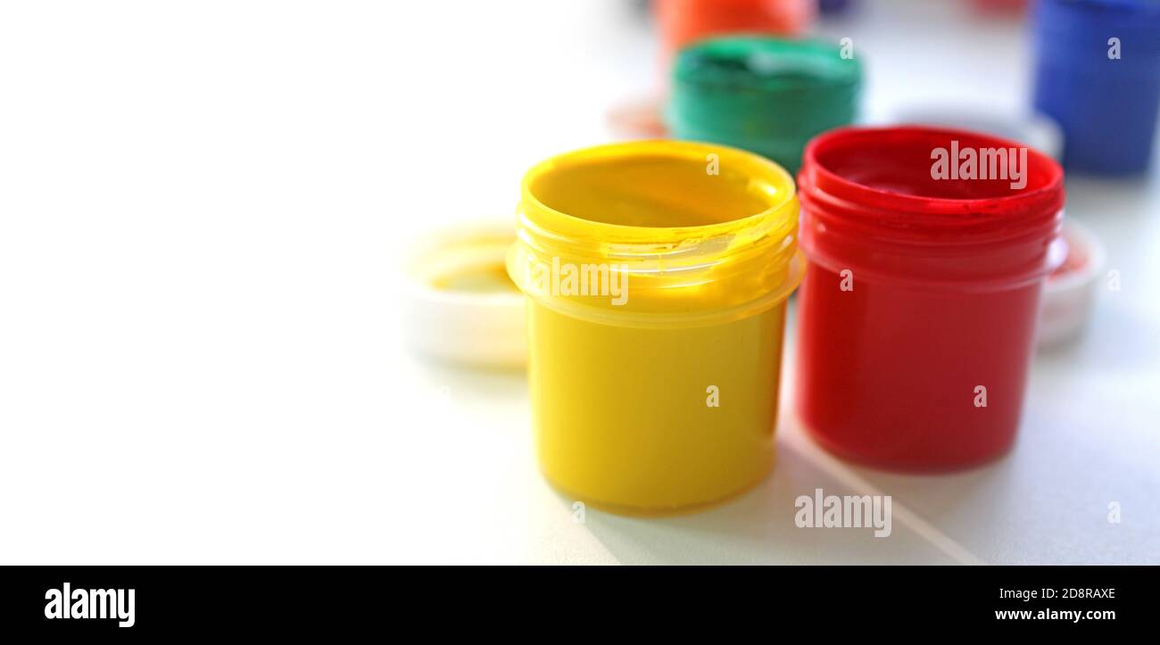 Water based paints, isolated on a white background Stock Photo - Alamy