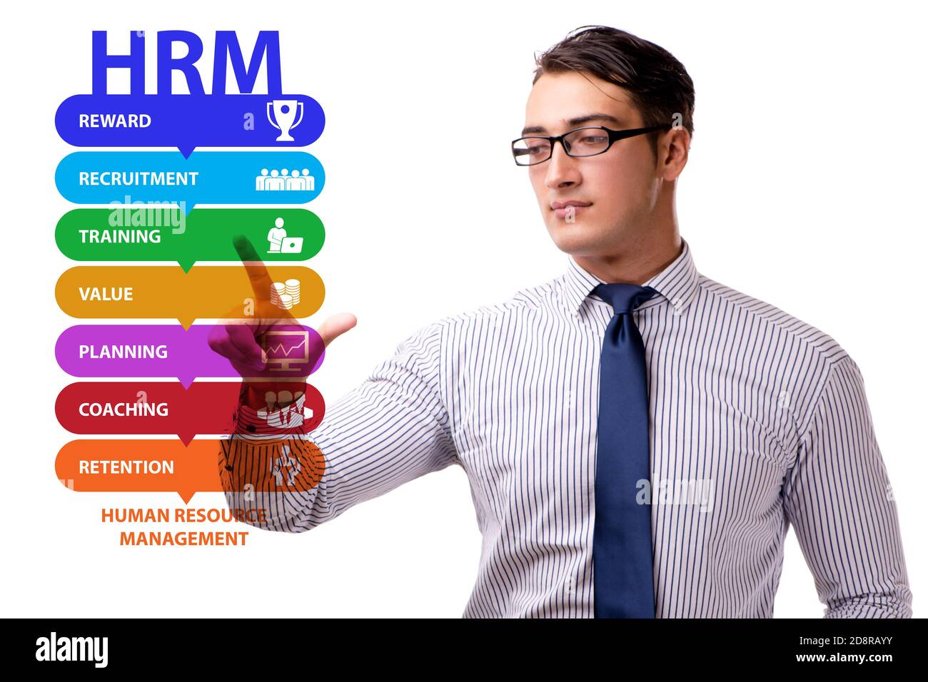 HRM - Human resource management concept with the businessman Stock ...