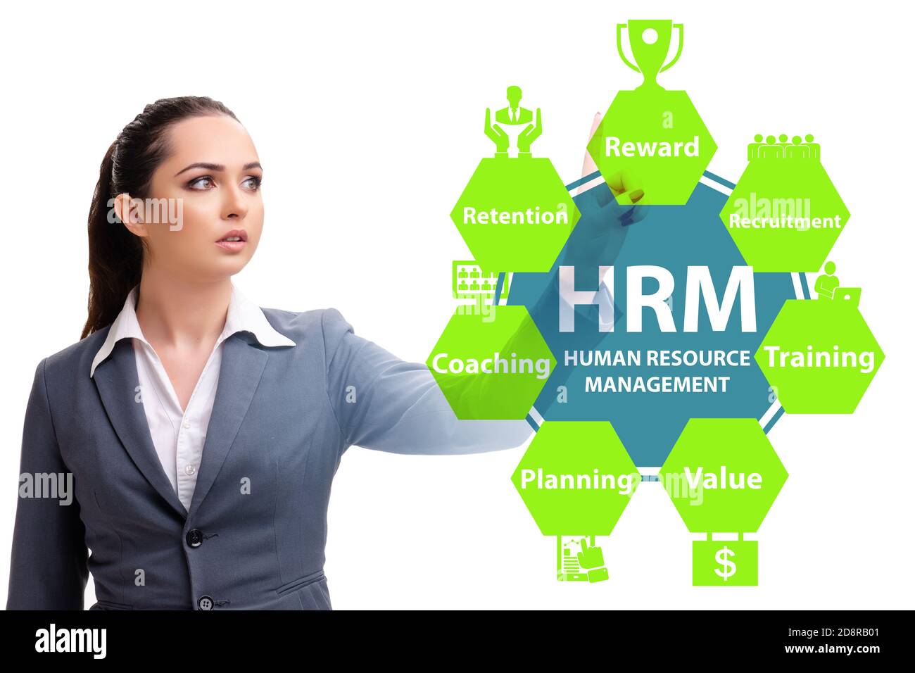HRM - Human resource management concept with the businesswoman Stock ...