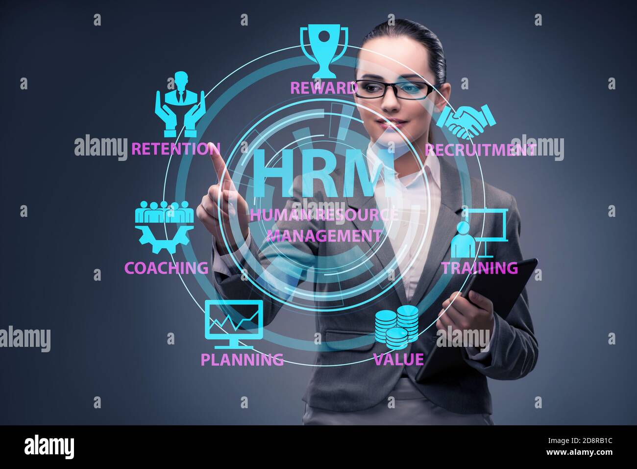 HRM - Human resource management concept with the businesswoman Stock Photo - Alamy
