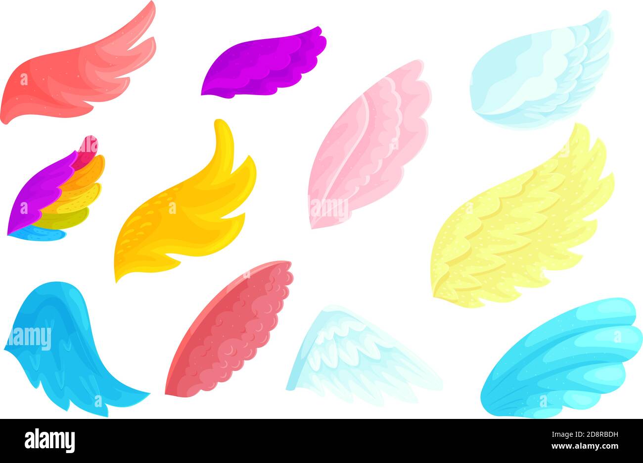 Colorful angels and fairies wing illustrations set Stock Vector Image ...