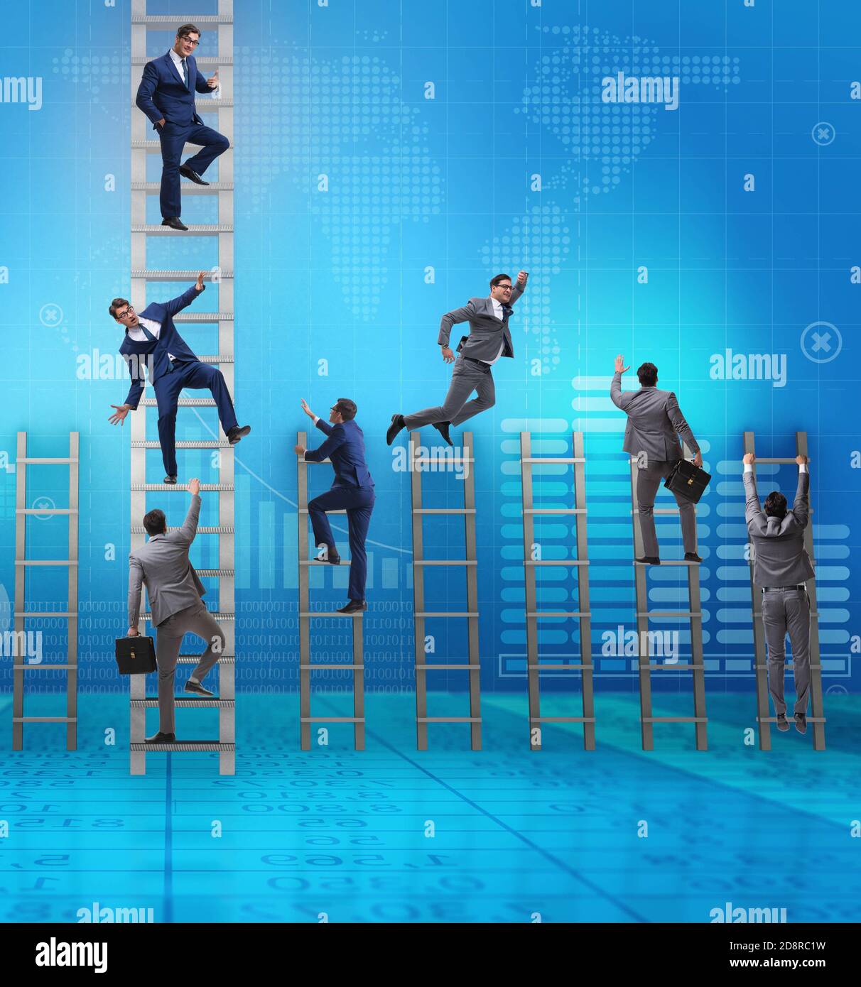 The competition concept with businessman beating competitors Stock ...