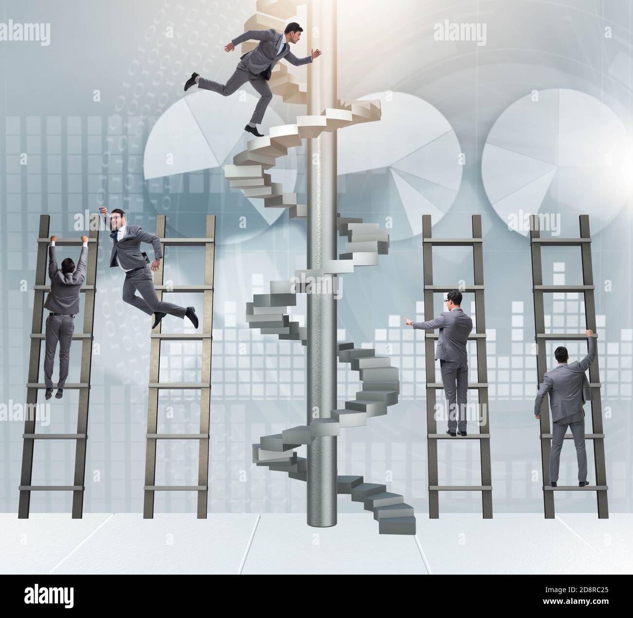 The competition concept with businessman beating competitors Stock ...