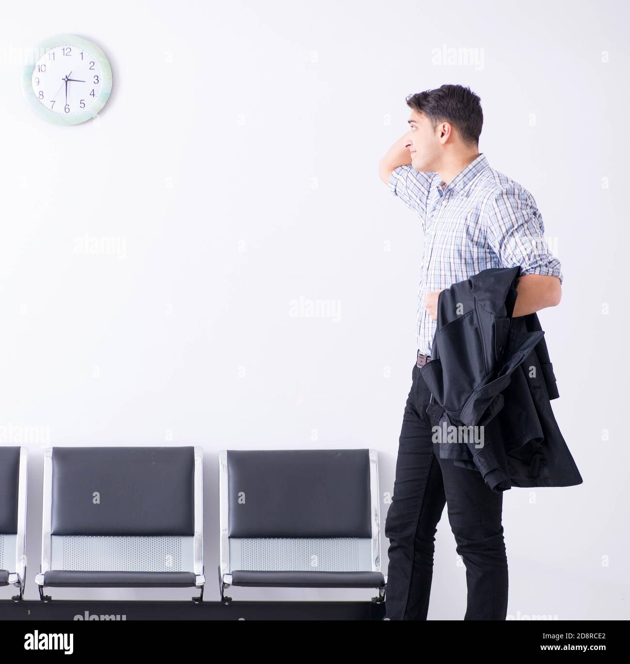 The man nervously impatiently waiting in the lobby Stock Photo - Alamy