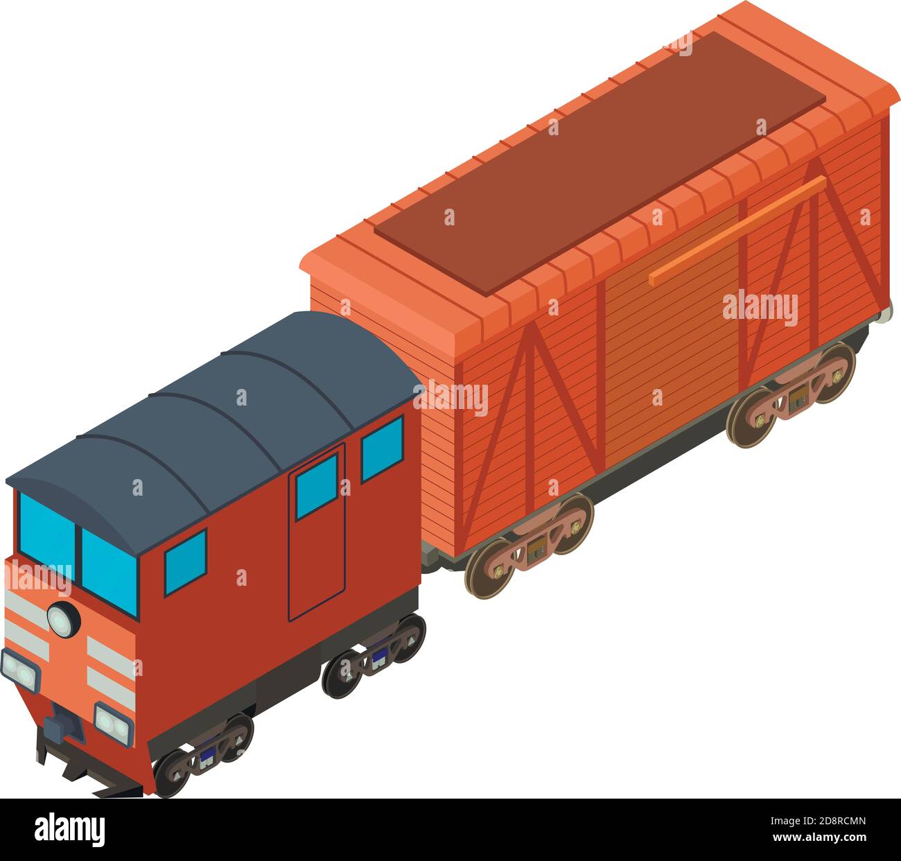Cargo train icon. Isometric illustration of cargo train vector icon for ...