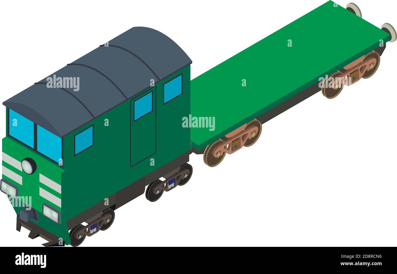 Railway flatcar icon. Isometric illustration of railway flatcar vector ...