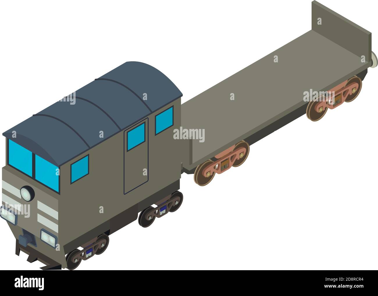 Railroad flatcar icon. Isometric illustration of railroad flatcar ...