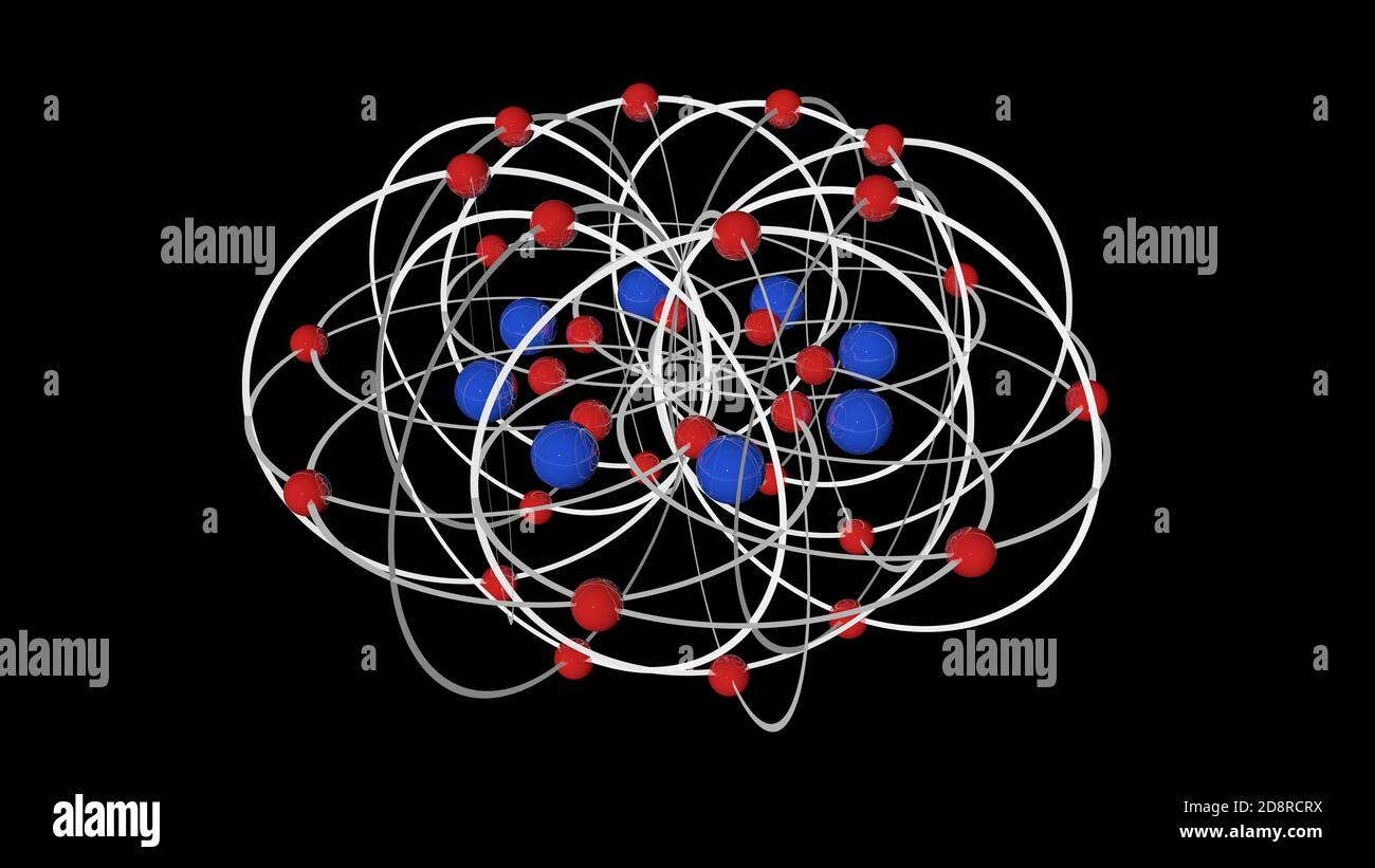 Atom and its orbits. 3d illustration Stock Photo - Alamy