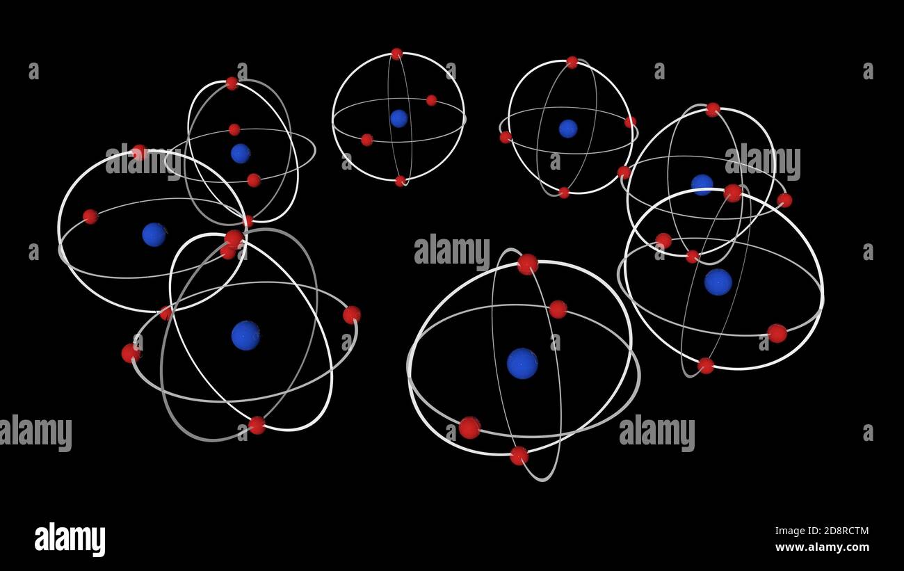 Atom and its orbits. 3d illustration Stock Photo - Alamy