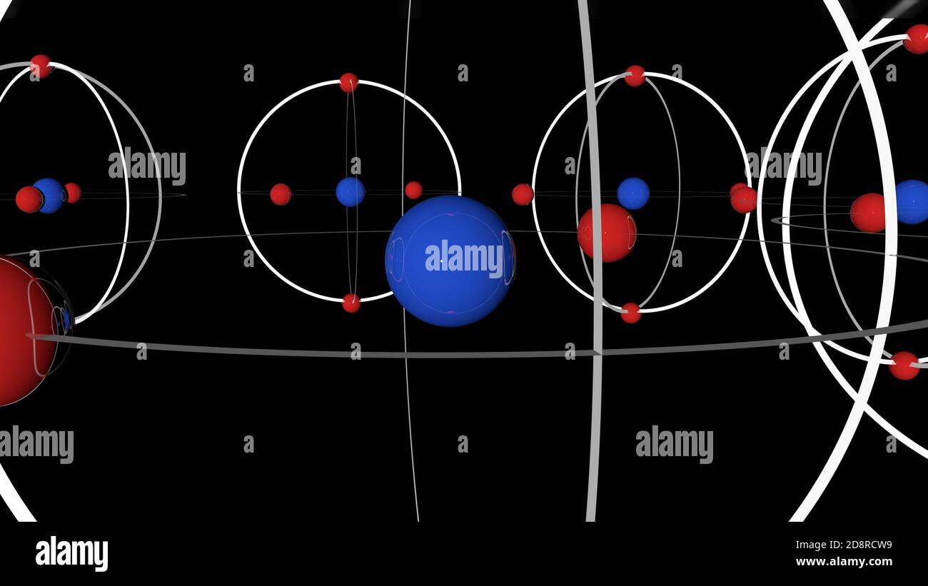 Atom and its orbits. 3d illustration Stock Photo - Alamy
