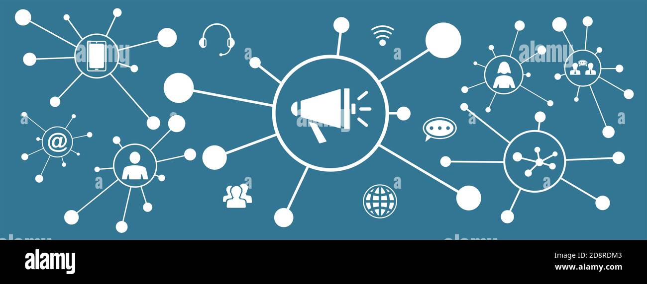 Concept of communication with connected icons Stock Photo - Alamy