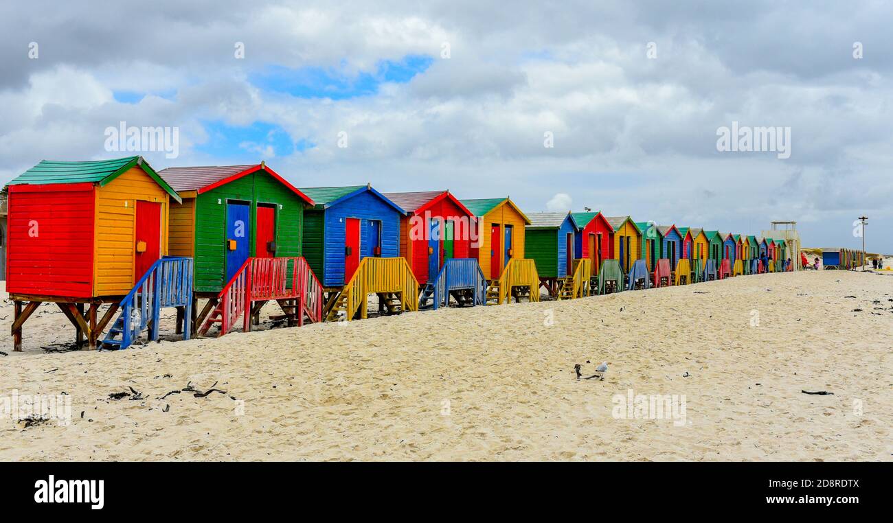 Colourful Muizenberg Beach Huts in Cape Town, Western Cape, South ...