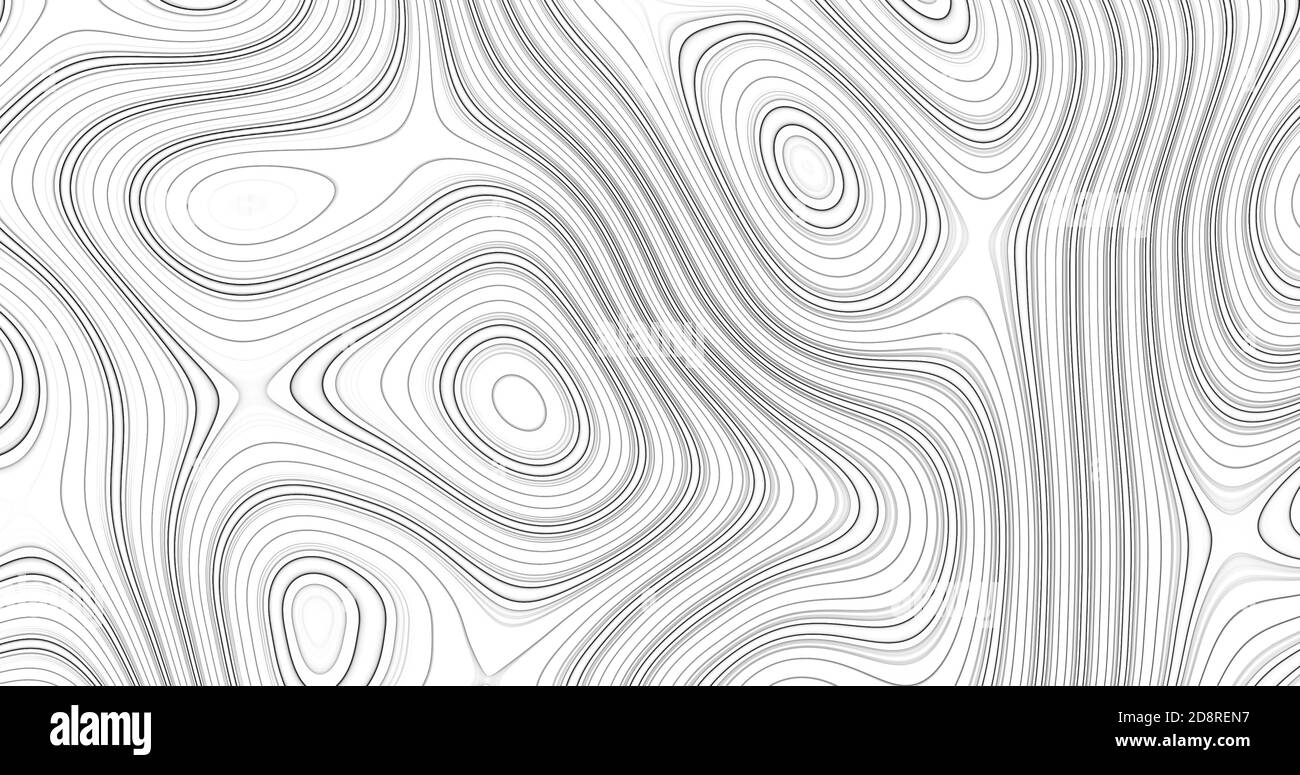 Abstract black and white topographic contours lines Stock Photo - Alamy