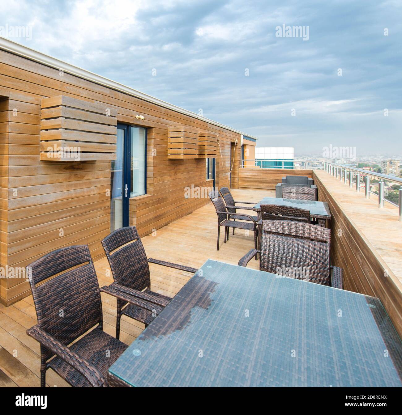 The terrace cafe on top floor Stock Photo - Alamy