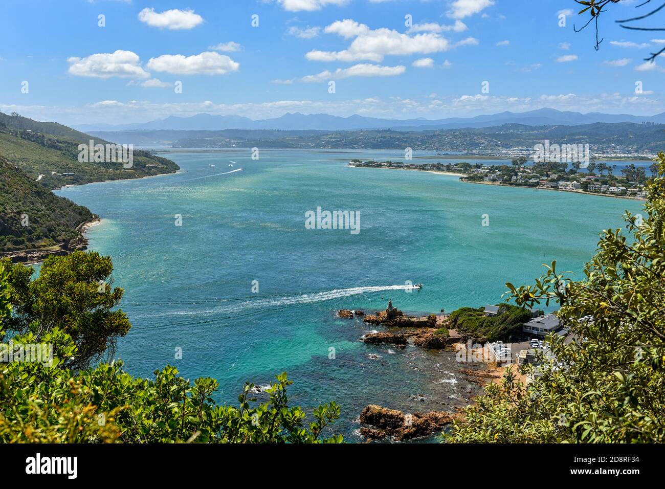 Aerial view of the Knysna Lagoon and Leisure Island in Knsyna, Garden ...