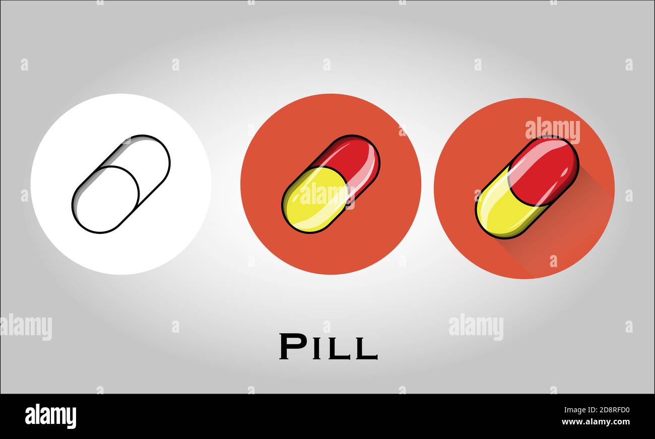 Pill (medicine) flat icon vector. Isolated objects. Vector illustration ...
