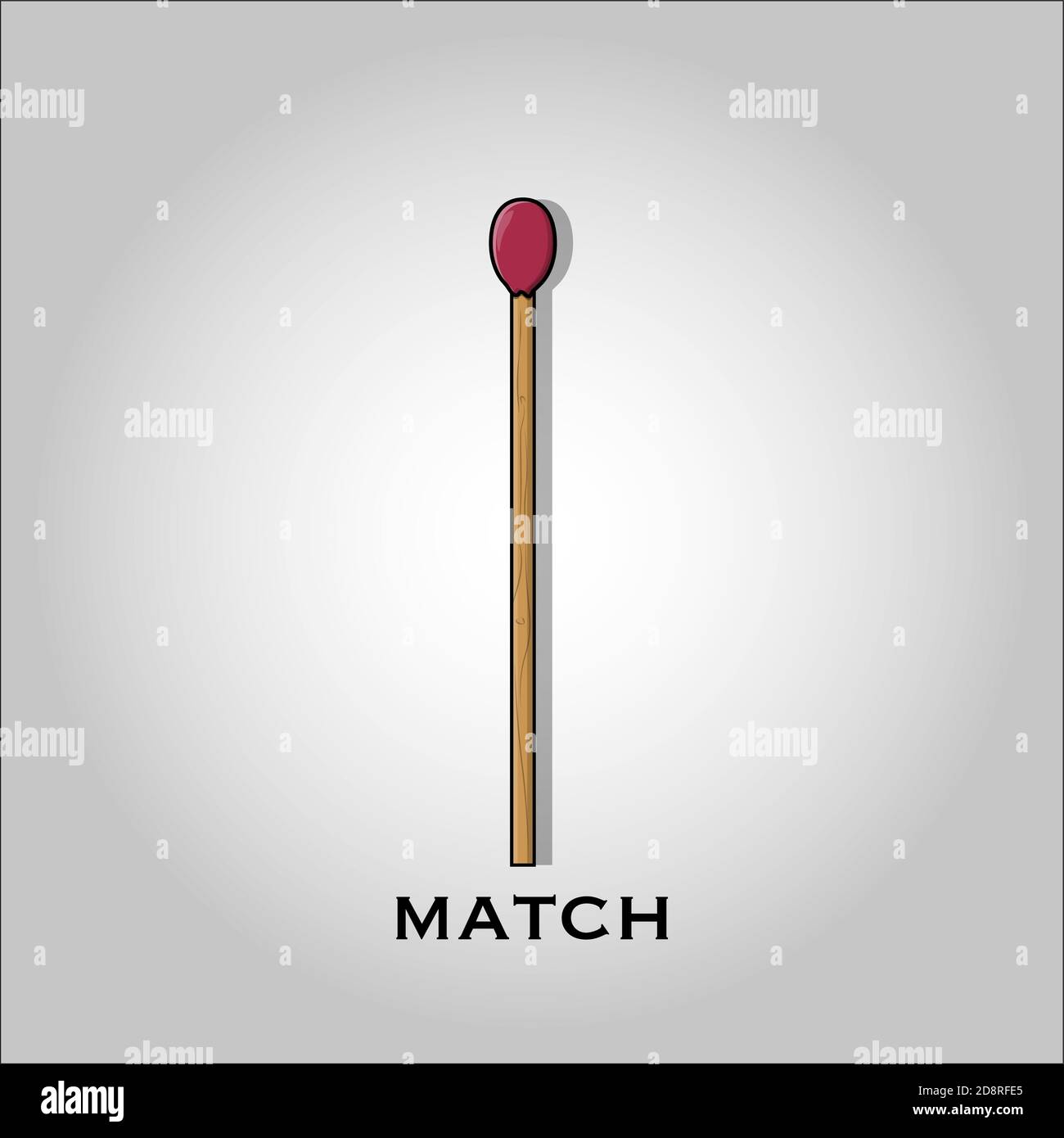 Vector retro illustration of a match without fire. Match flat icon ...