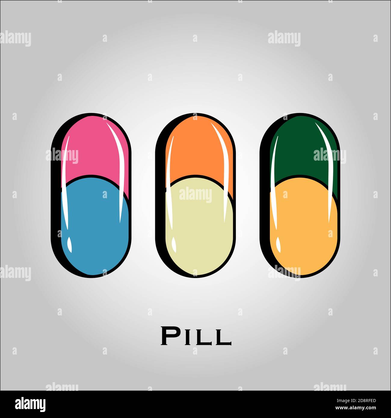 Pill (medicine) flat icon vector. Isolated objects. Vector illustration ...