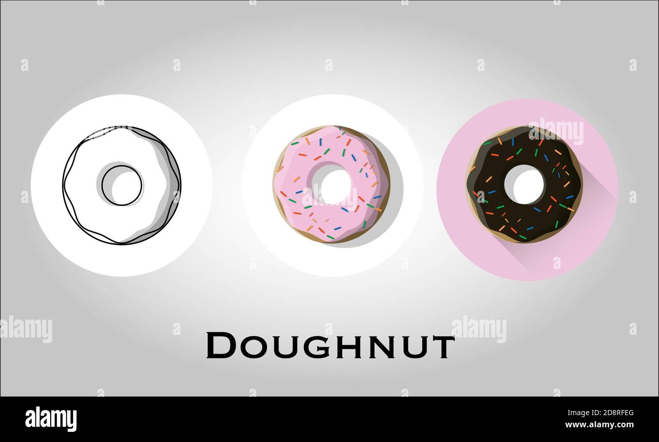 Doughnut flat icon vector. Isolated objects. Vector illustration ...