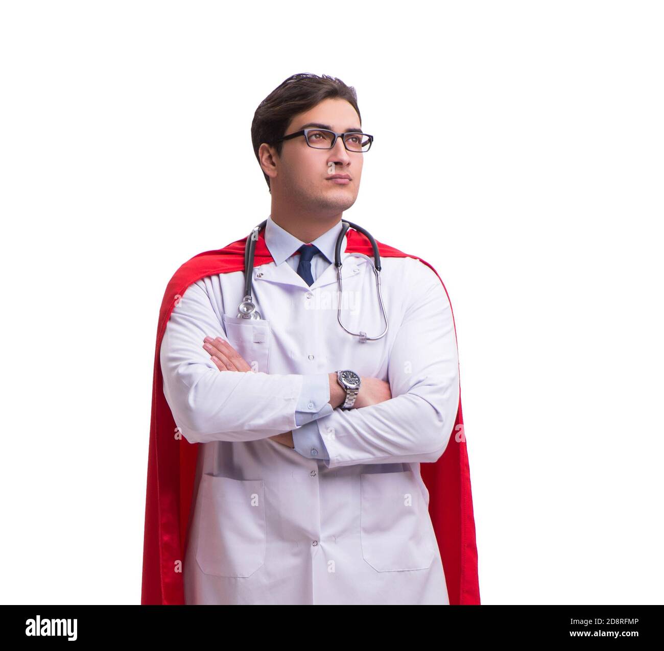 The super hero doctor isolated on white Stock Photo - Alamy
