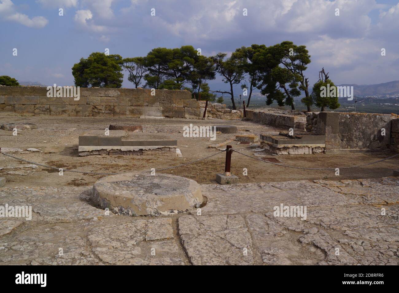 A panoramic view of the archaeological site of Phaistos in Crete ...