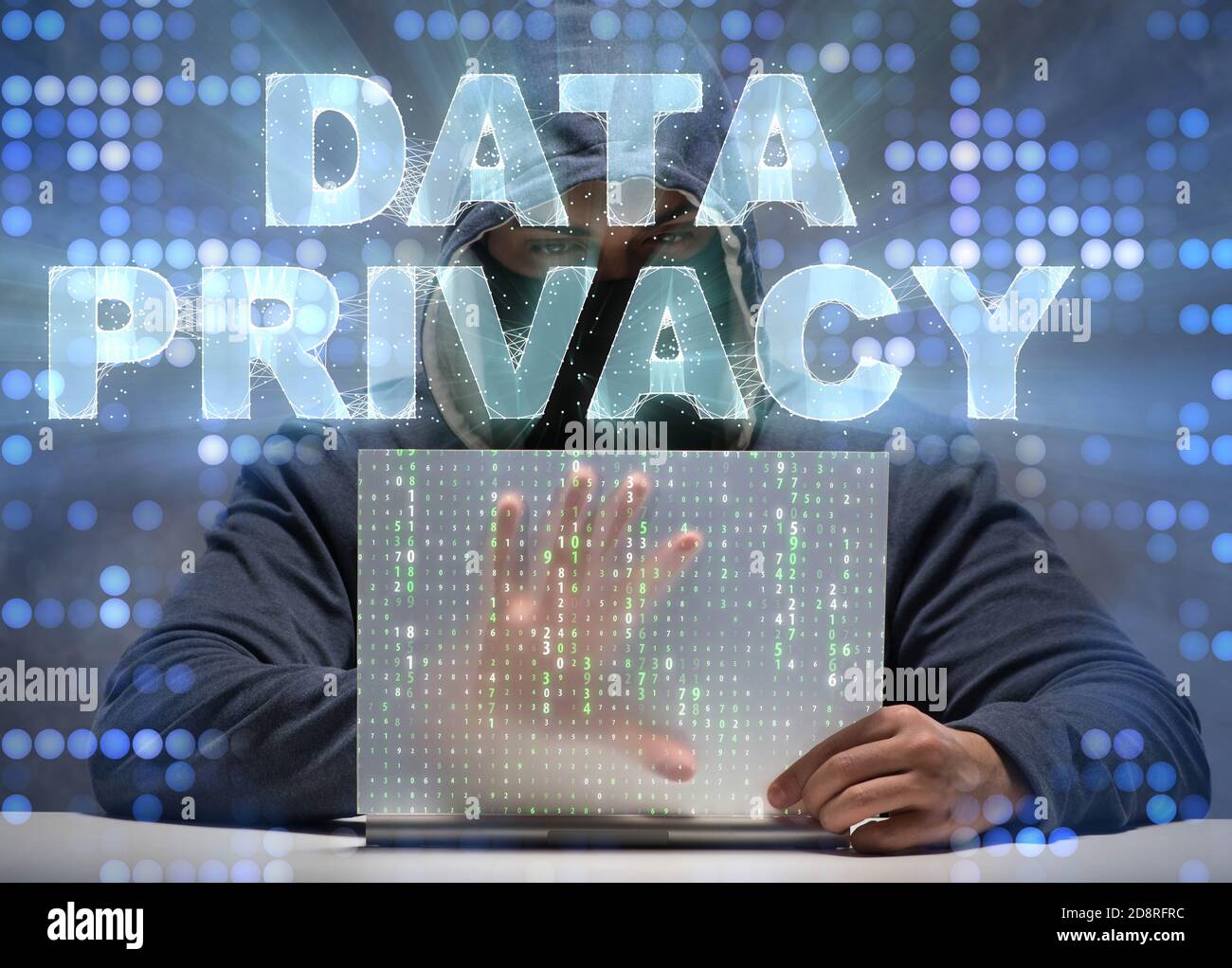 The data privacy concept with hacker stealing personal information ...