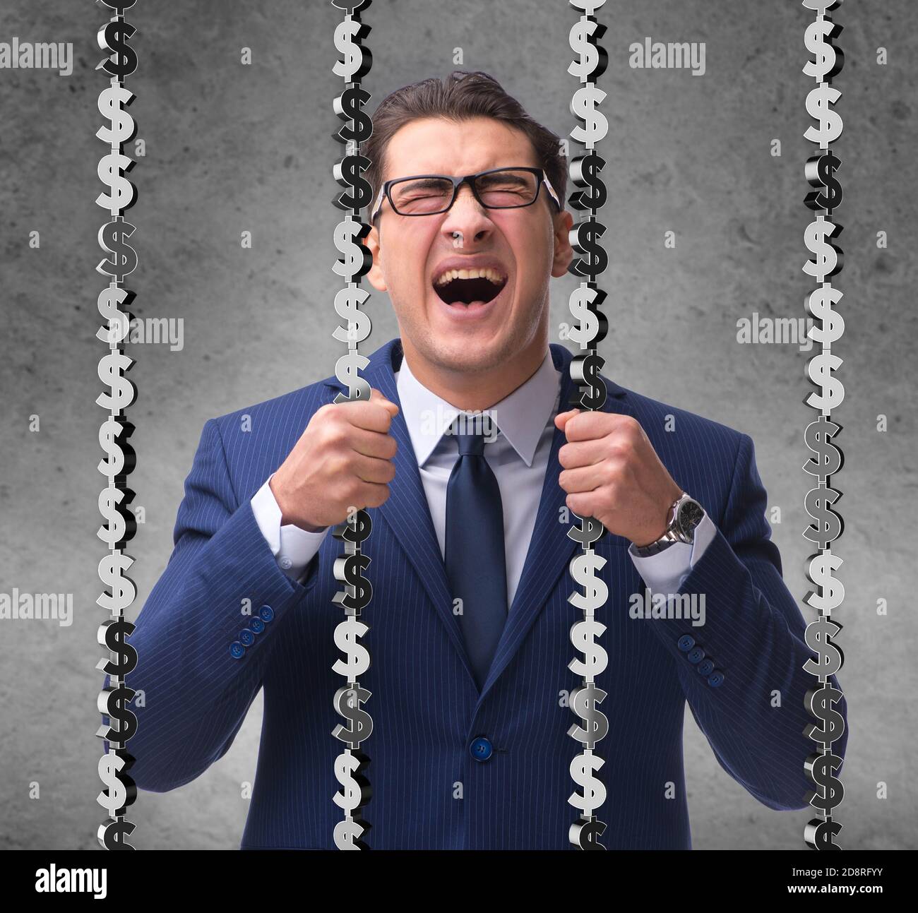 The man trapped in prison with dollars Stock Photo - Alamy