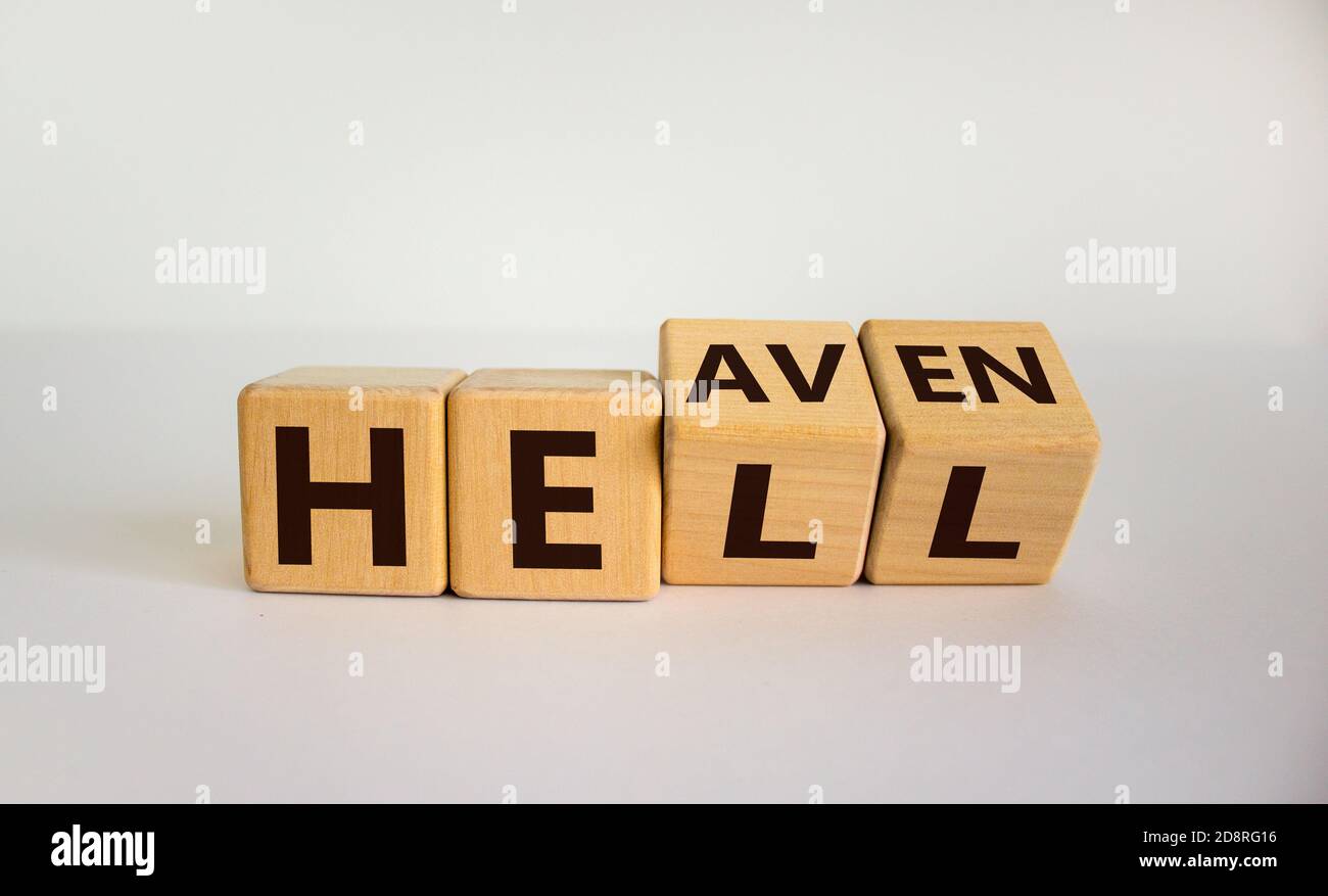 Hell or heaven. Turned cubes and changed the word 'hell' to 'heaven ...