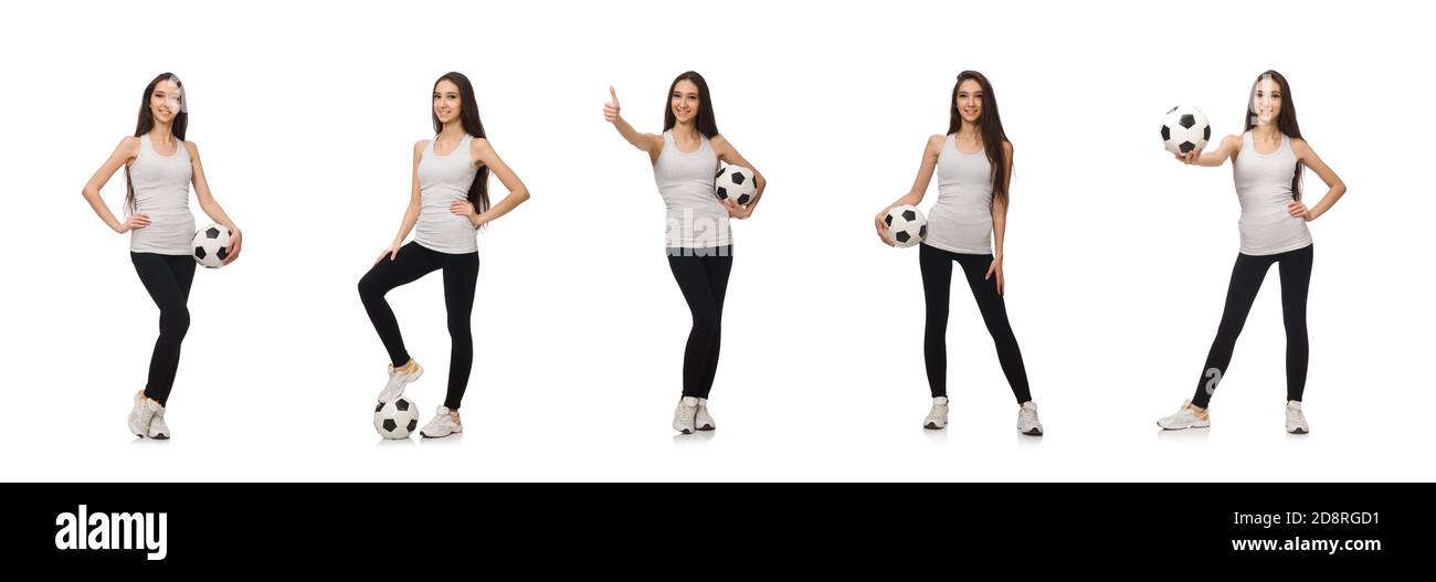 The a girl with ball isolated on white Stock Photo - Alamy