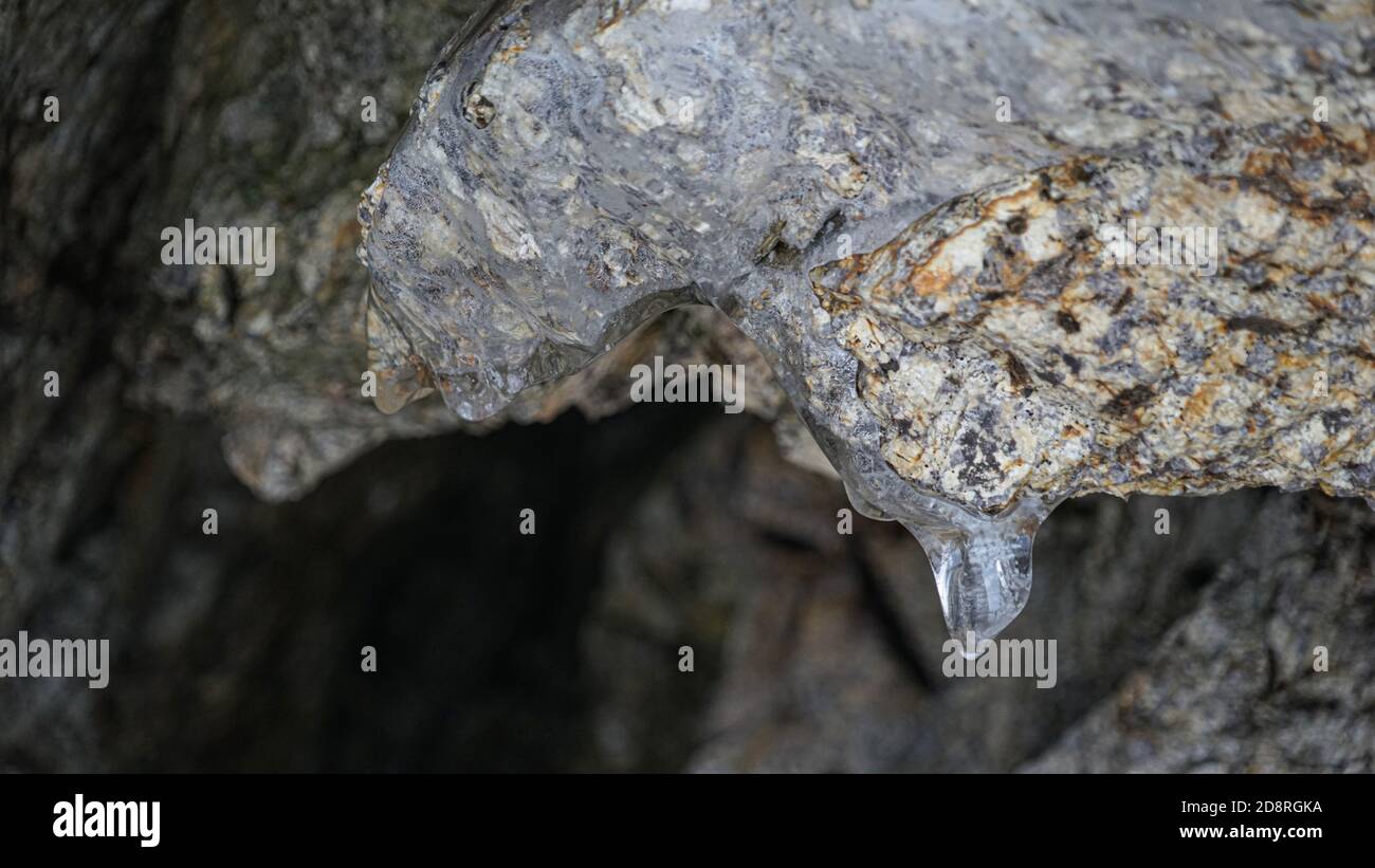 icicle in the cave of Shamanka mountain lake Baikal Stock Photo - Alamy