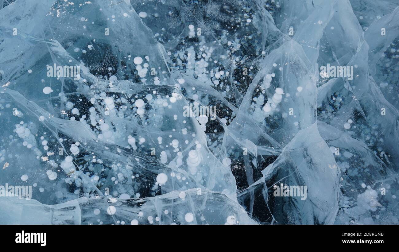 unique ice with bubbles lake Baikal. Russia Stock Photo - Alamy