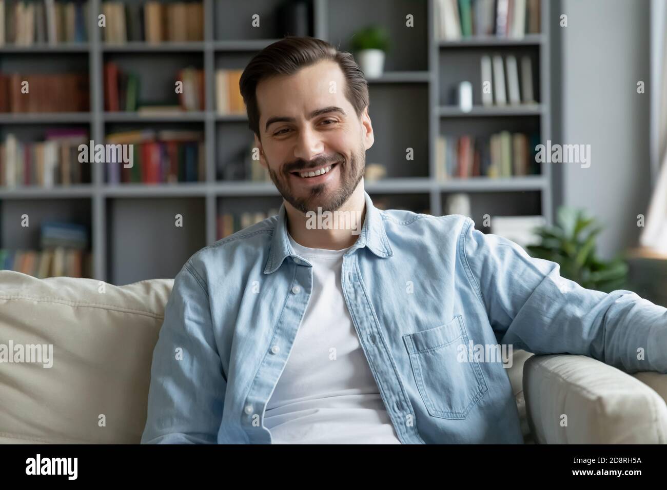 Handsome young man talking camera hi-res stock photography and images - Alamy