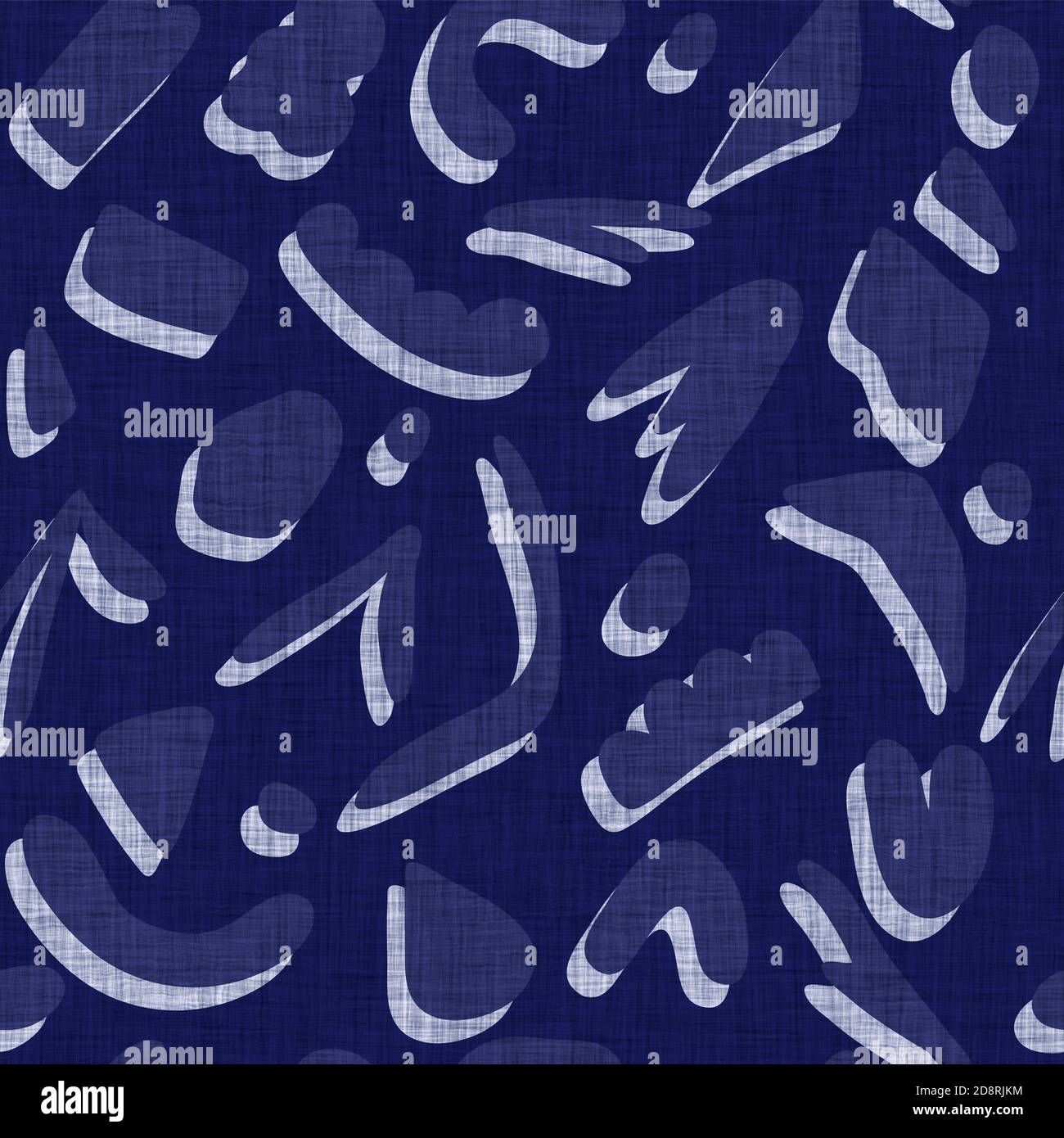 Seamless indigo block print texture. Navy blue woven cotton dyed effect ...