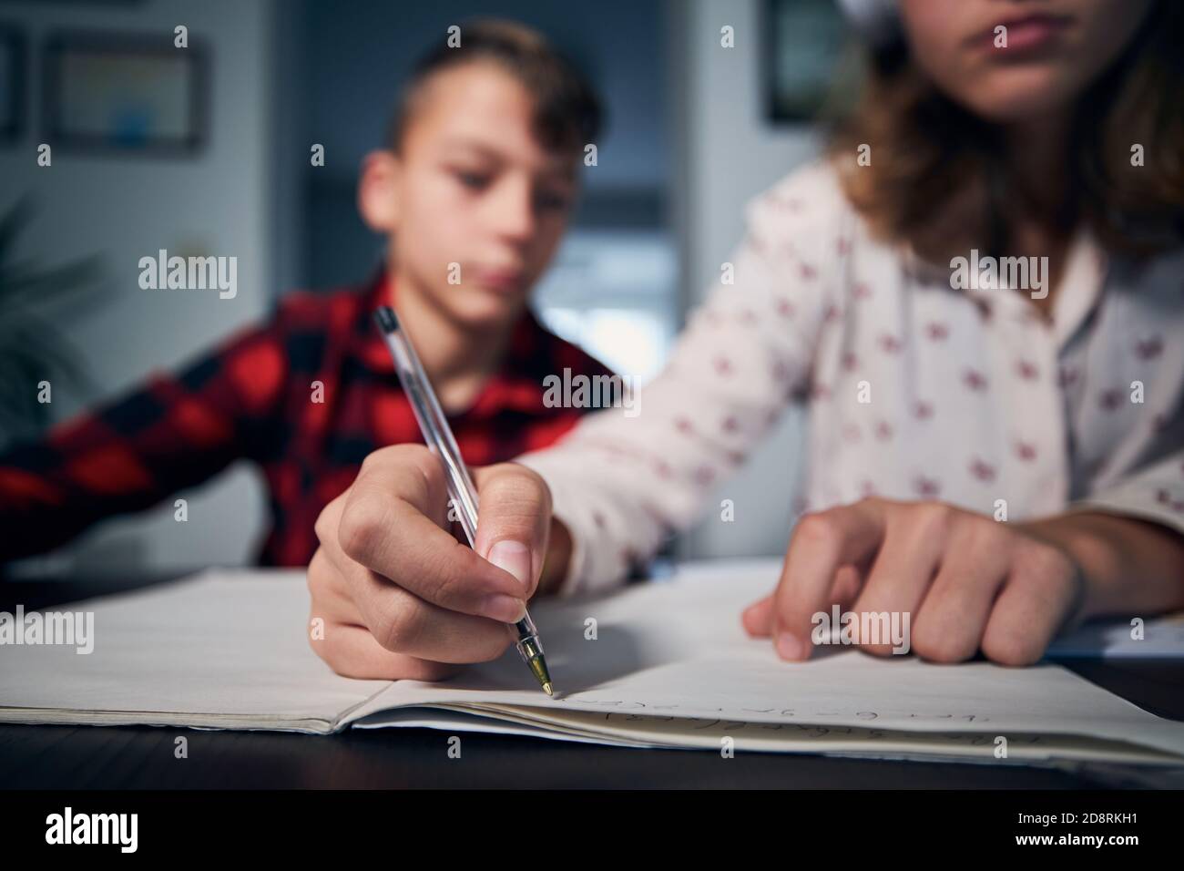 School child studying at home hi-res stock photography and images - Alamy